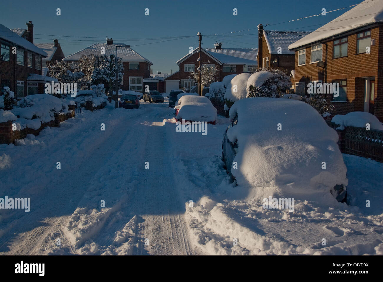 Street And Houses Covered In Snow And Ice High Resolution Stock ...