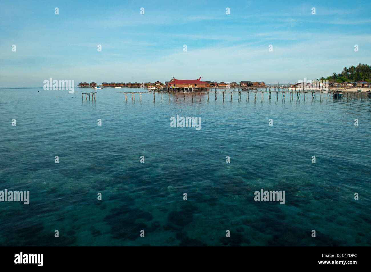 beautiful water and resort on Mabul Island, Borneo, Malaysia Stock ...