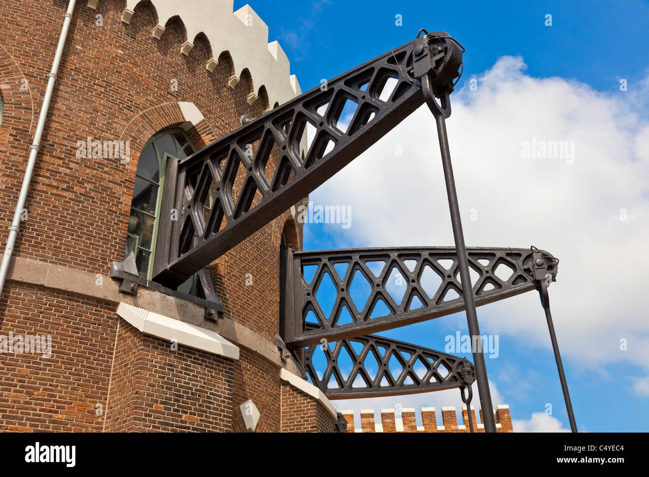 Beams of beam engine at De Cruquius steam powered water pumping station ...