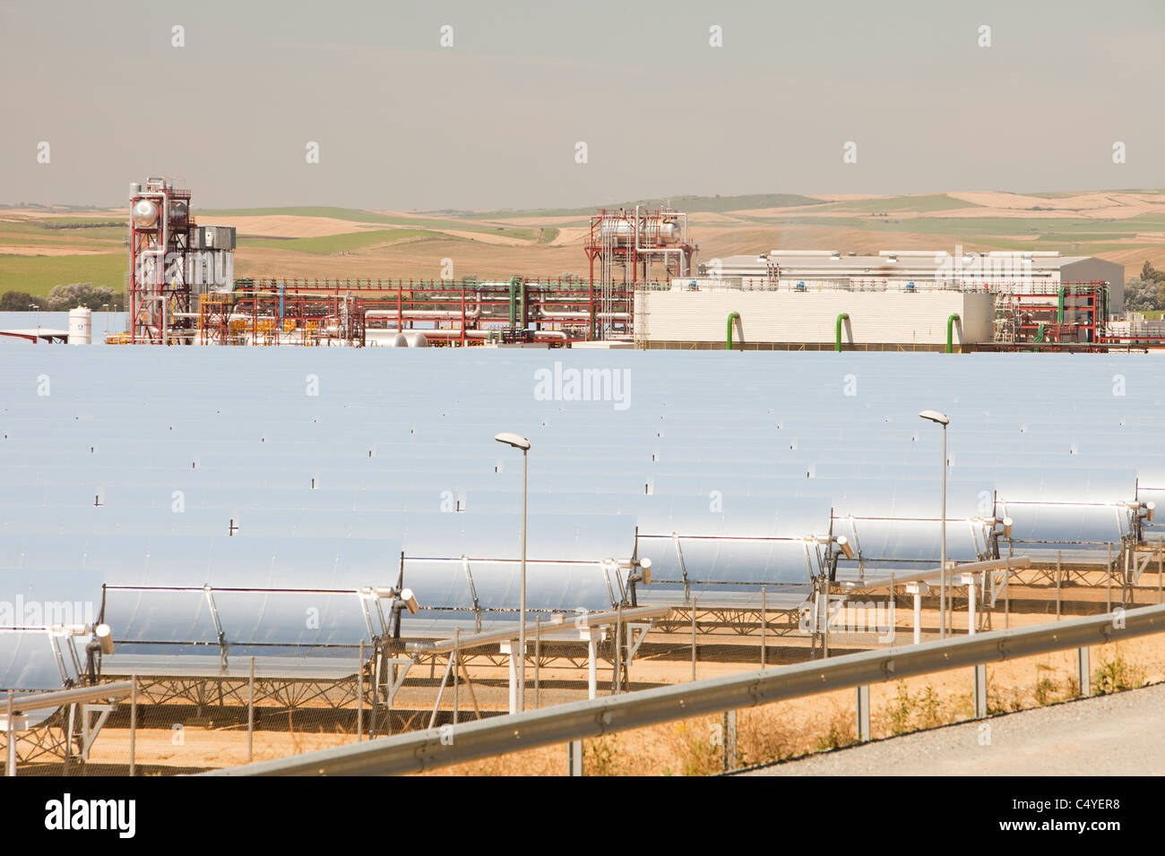 Part of the Solucar solar complex owned by Abengoa energy, in Sanlucar ...