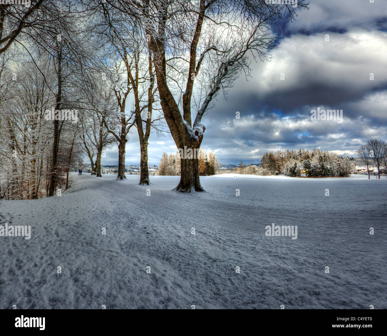 DE - BAVARIA: Winter Scene on the Kalvarienberg at Bad Toelz Stock ...