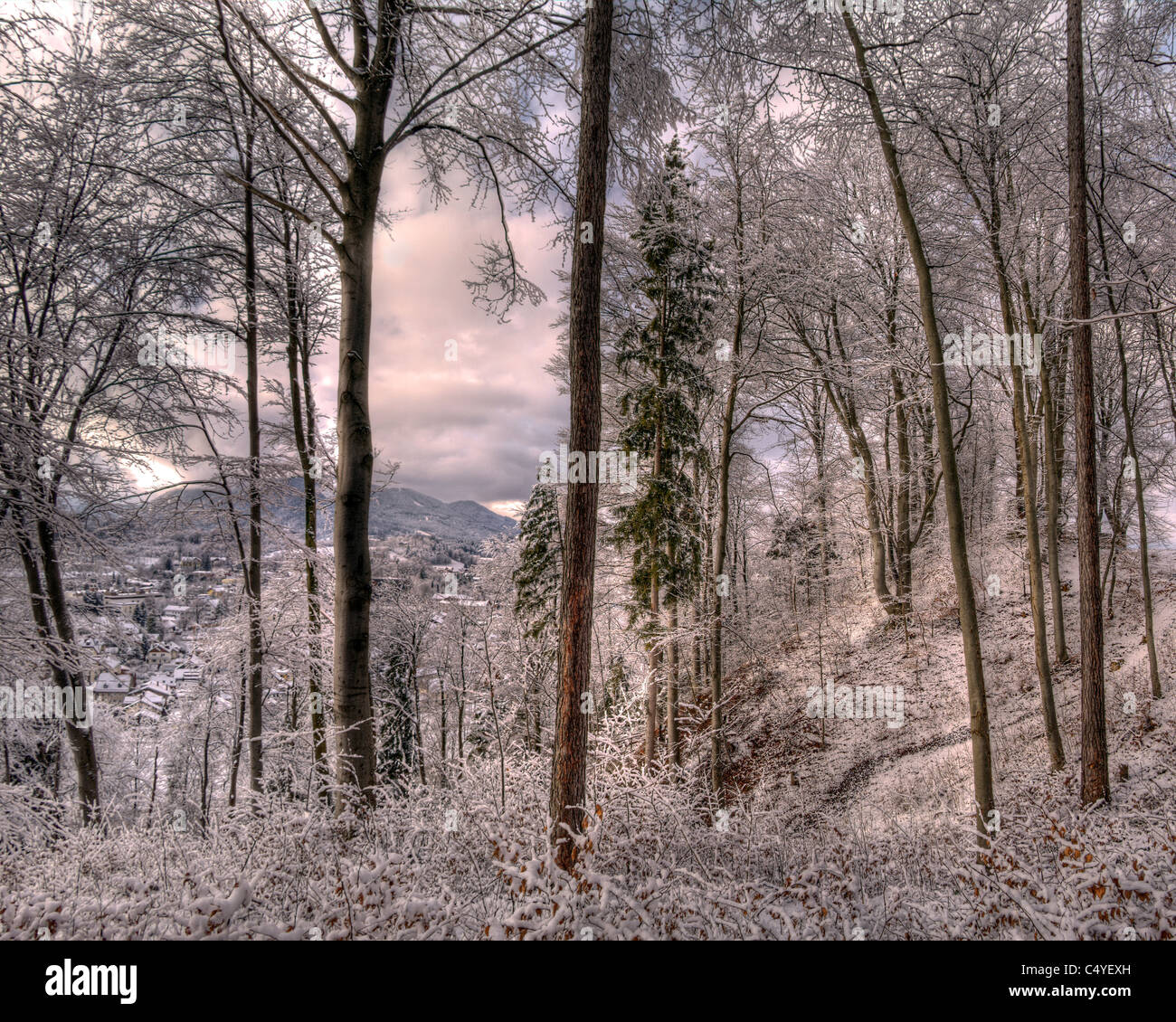 DE - BAVARIA: Winter Scene on the Kalvarienberg at Bad Toelz Stock ...