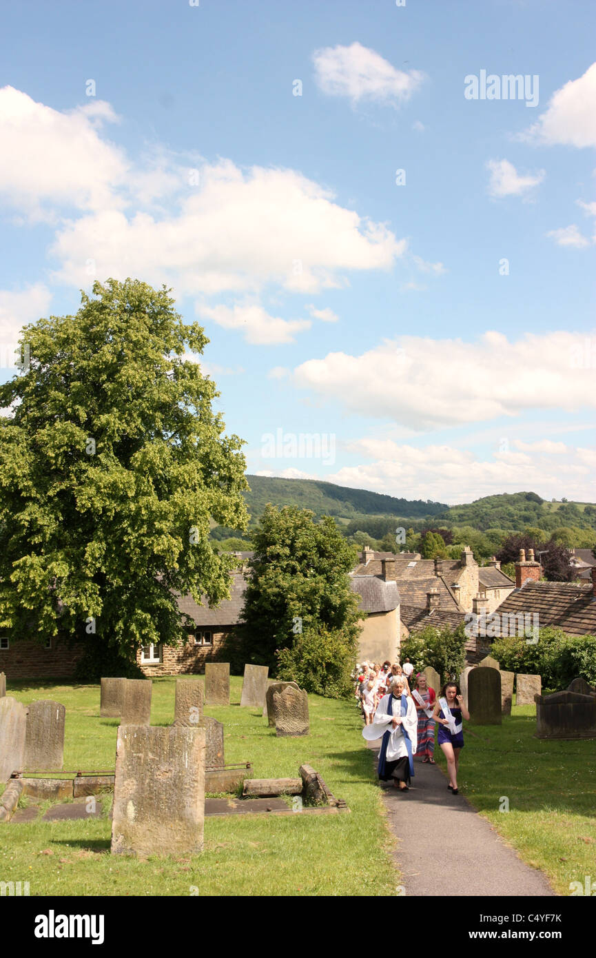 Bakewell Churchyard during the Blessing of the Well Dressing Ceremony ...