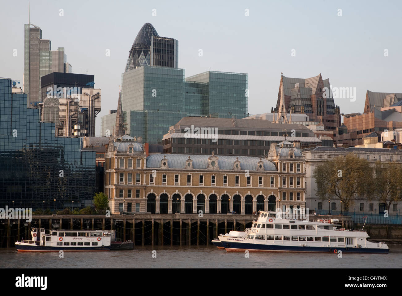 The Financial City and the River Thames in London, England, UK Stock ...