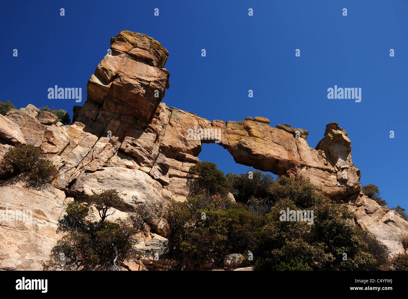 A natural rock arch on Mount Lemmon, Santa Catalina Mountains, Coronado ...