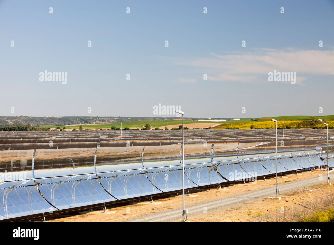Part of the Solucar solar complex owned by Abengoa energy, in Sanlucar ...