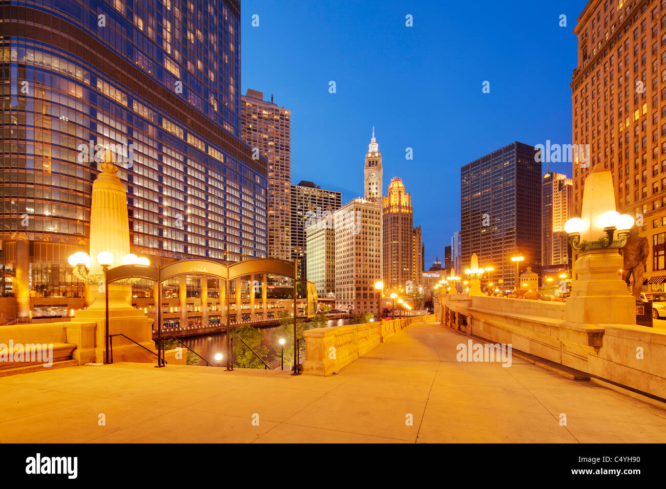 Wrigley Building, Tribune Tower, Chicago river, Illinois Stock Photo ...