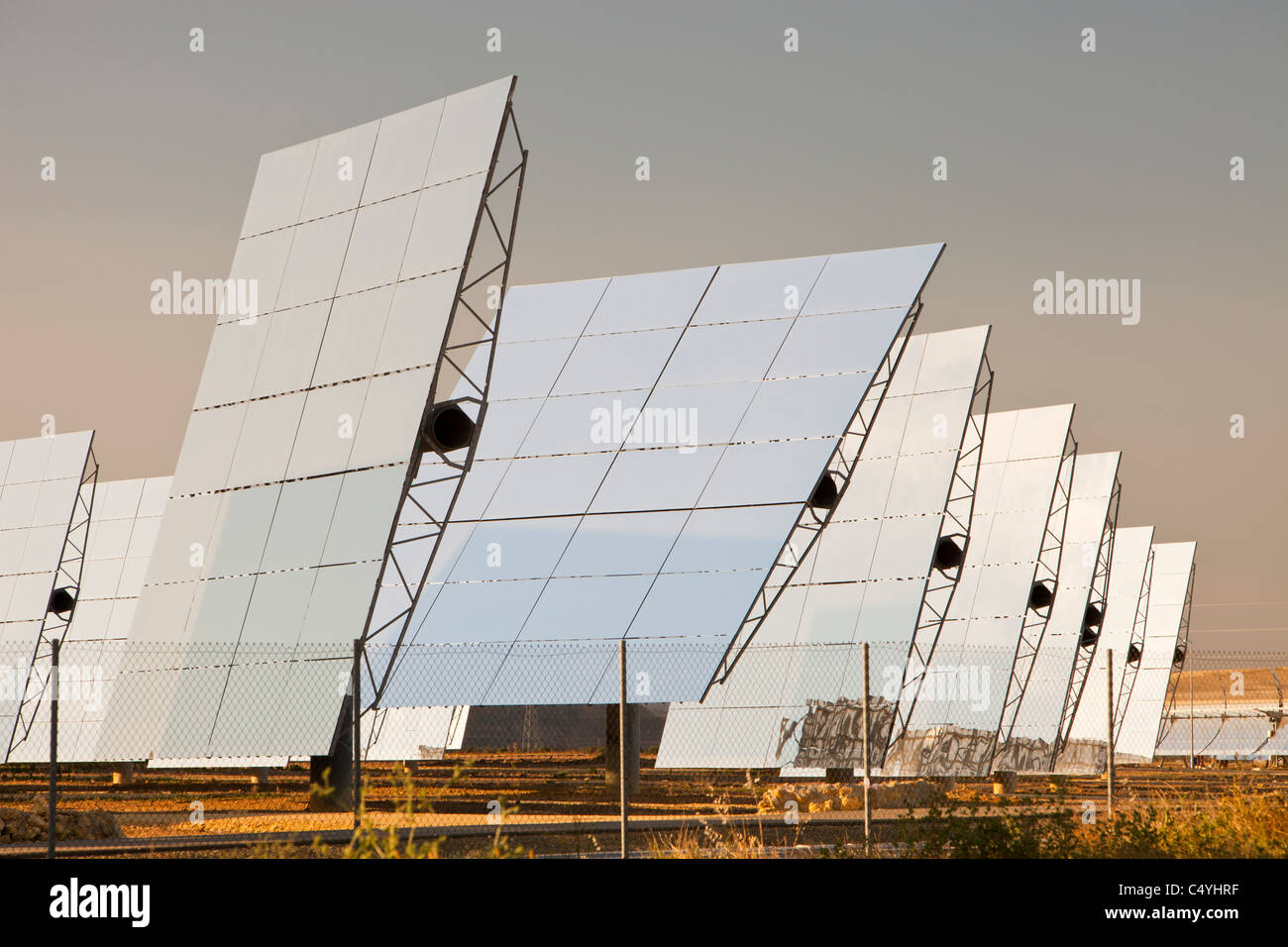 Heliostats, large reflective mirrors directing sunlight to the PS20 ...
