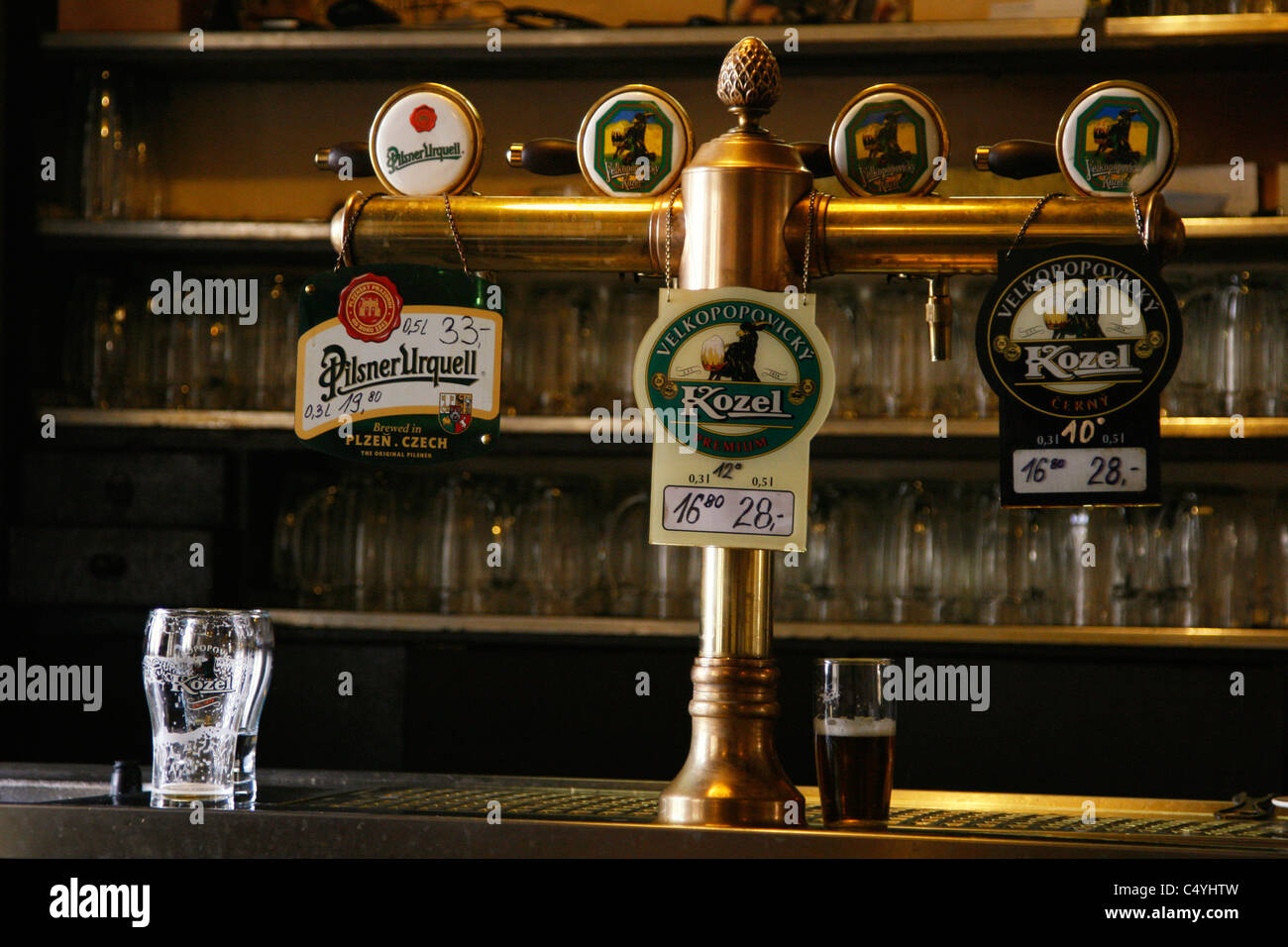 A beer tap in a local pub in Prague, Czech Republic Stock Photo - Alamy
