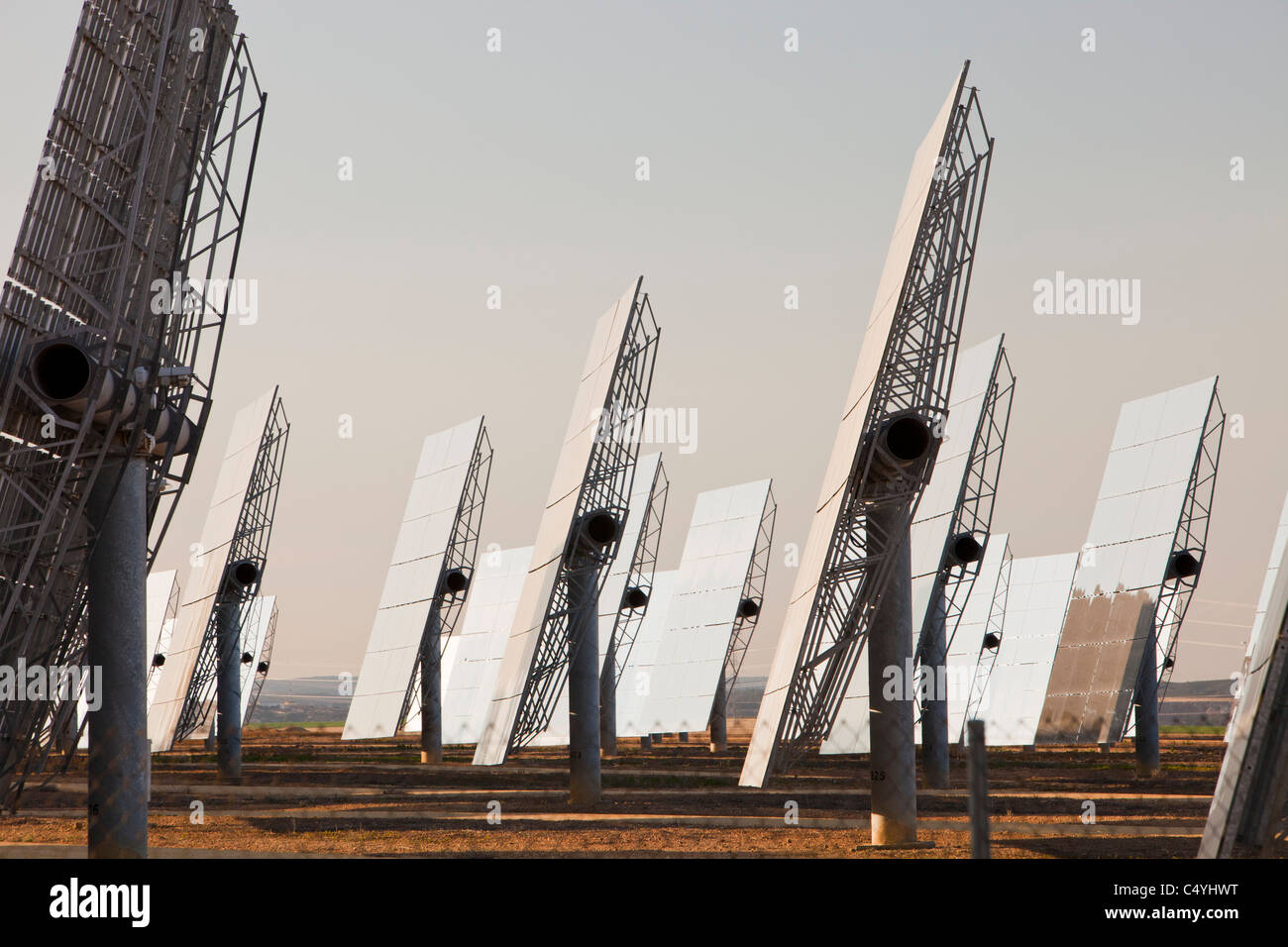Heliostats, large reflective mirrors directing sunlight to the PS20 ...