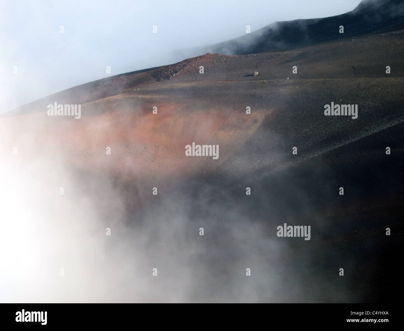 Haleakala crater in clearing fog, Maui, Hawaii, USA Stock Photo - Alamy