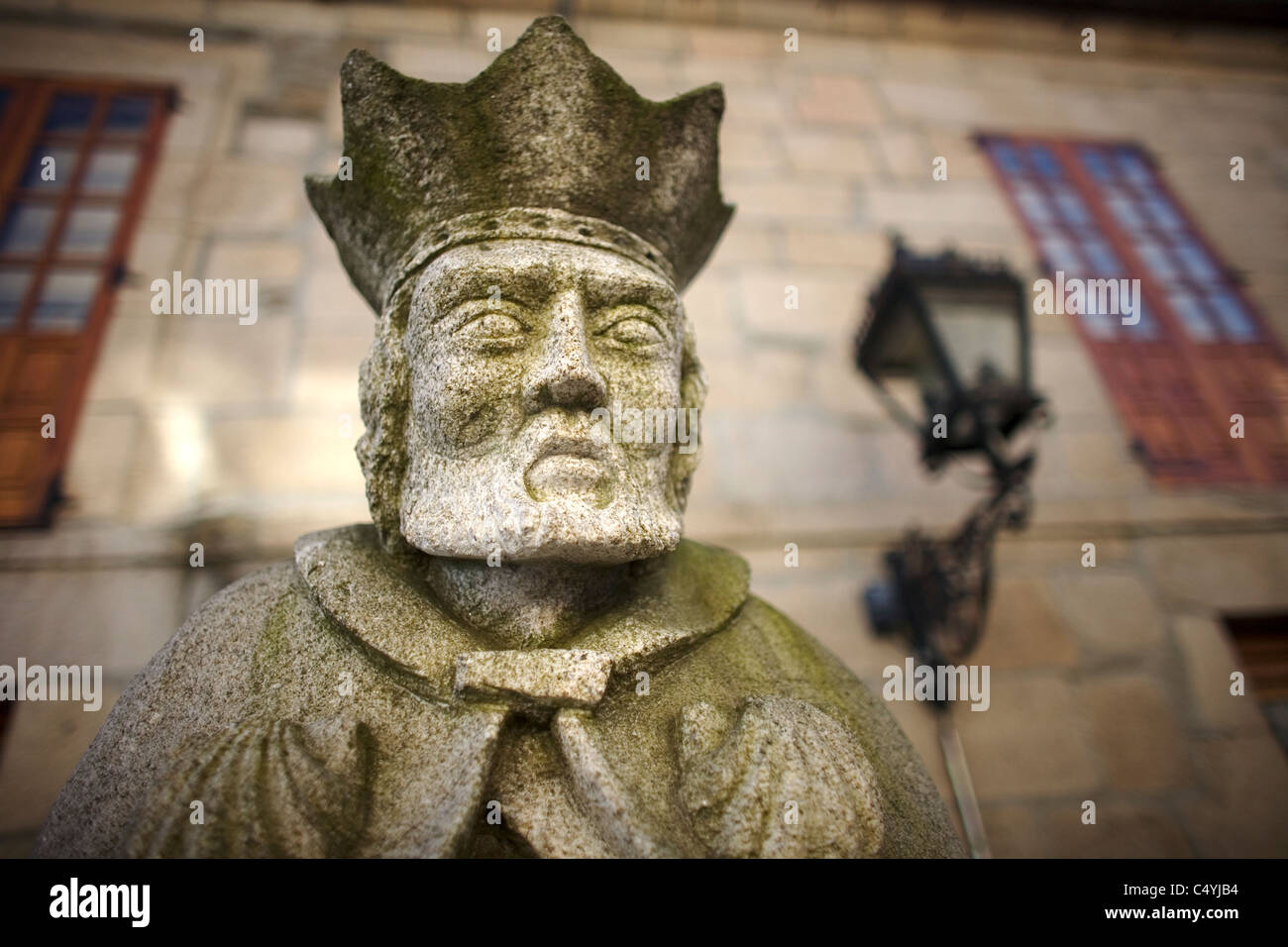 A statue of King Alfonso IX is displayed in Sarria town, in the French ...