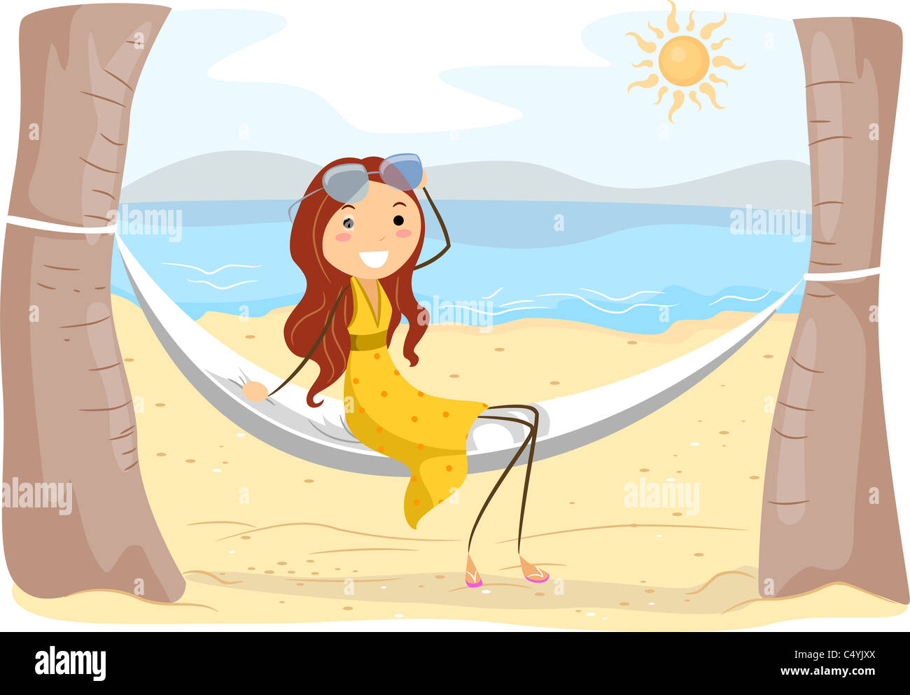 Woman on hammock clipart hi-res stock photography and images - Alamy