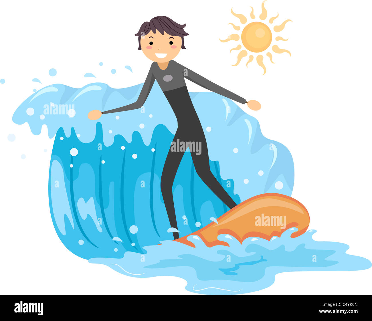 Illustration of a Guy Riding a Wave Stock Photo - Alamy
