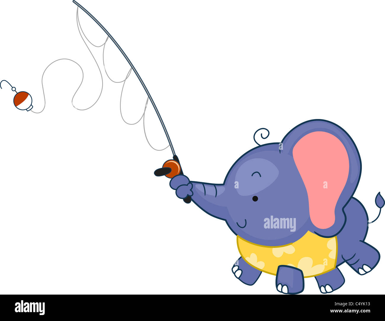 Illustration of an Elephant Fishing Stock Photo - Alamy