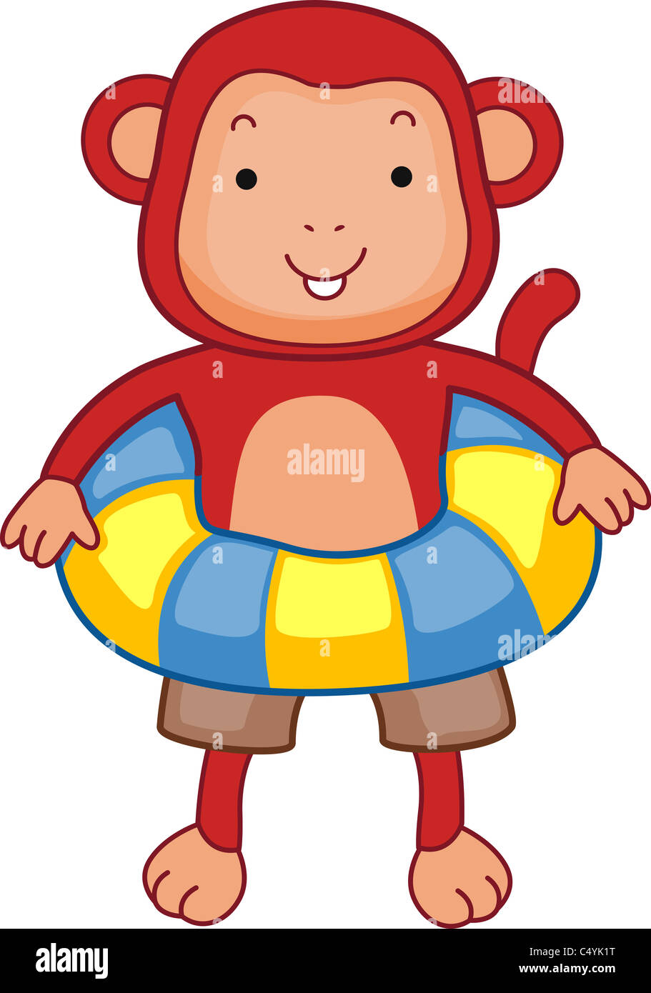 Illustration of a Monkey Wearing a Flotation Device Stock Photo - Alamy