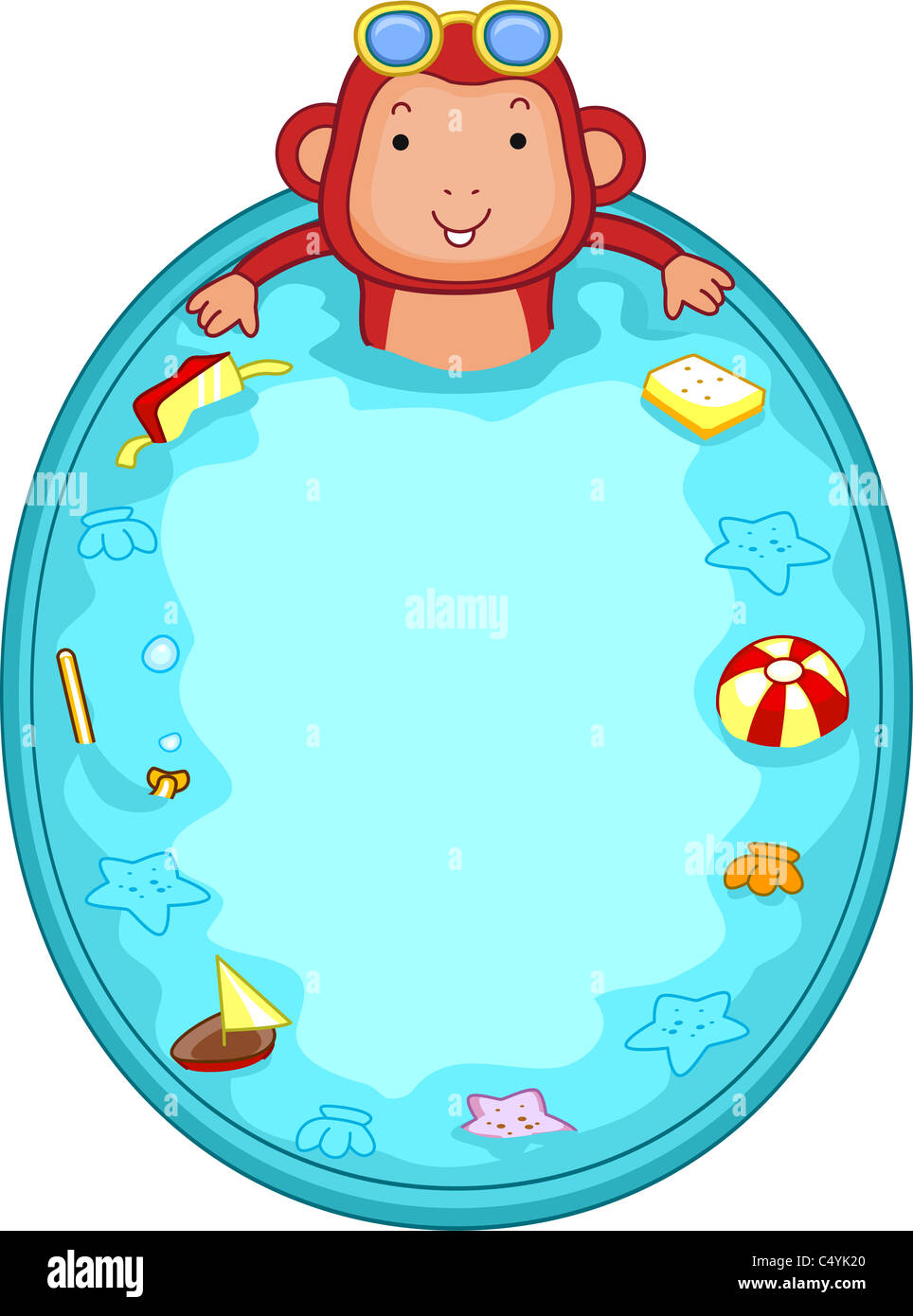 Illustration of a Monkey in a Mini-Pool Stock Photo - Alamy