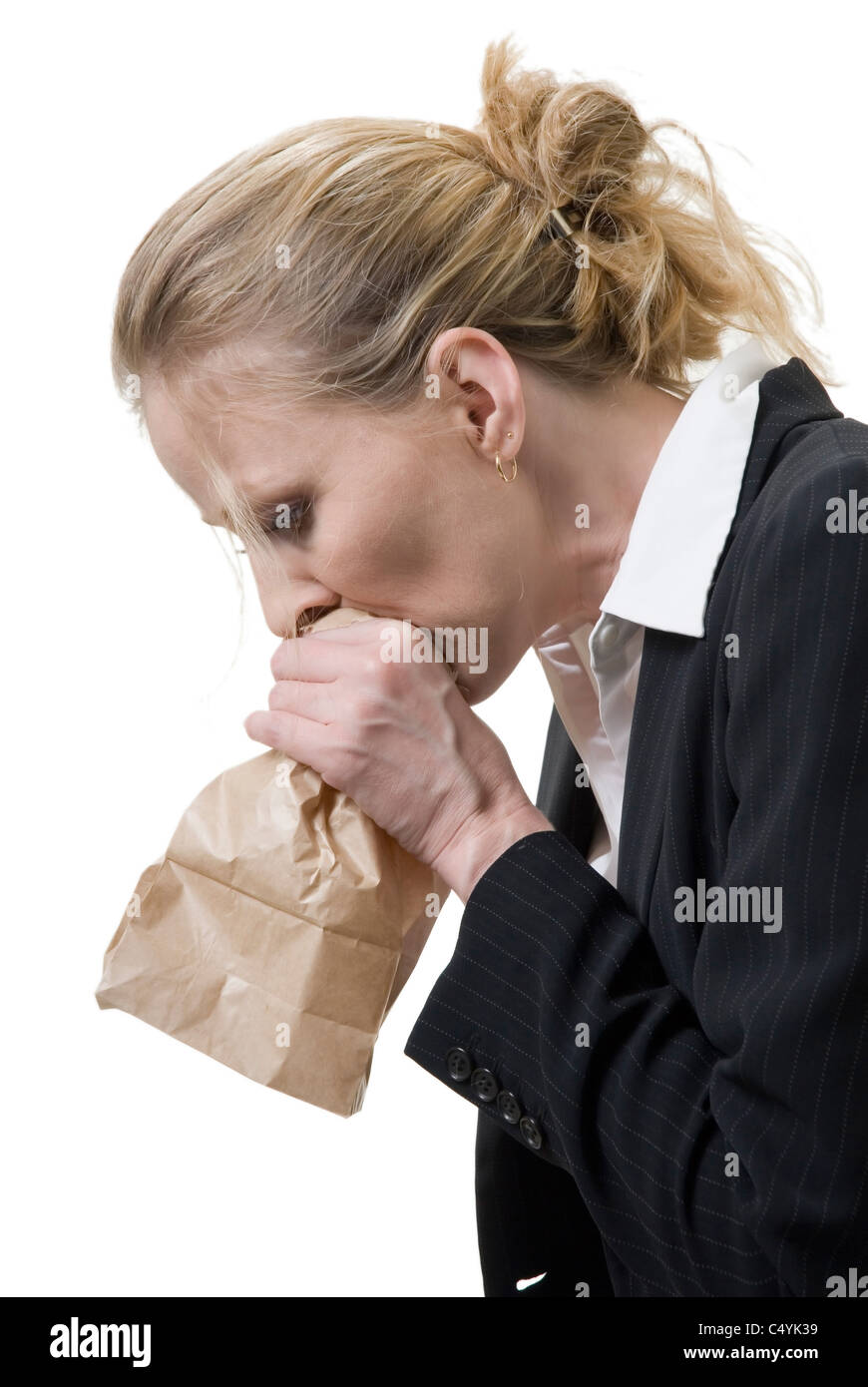 Hyperventilating woman bag hi-res stock photography and images - Alamy