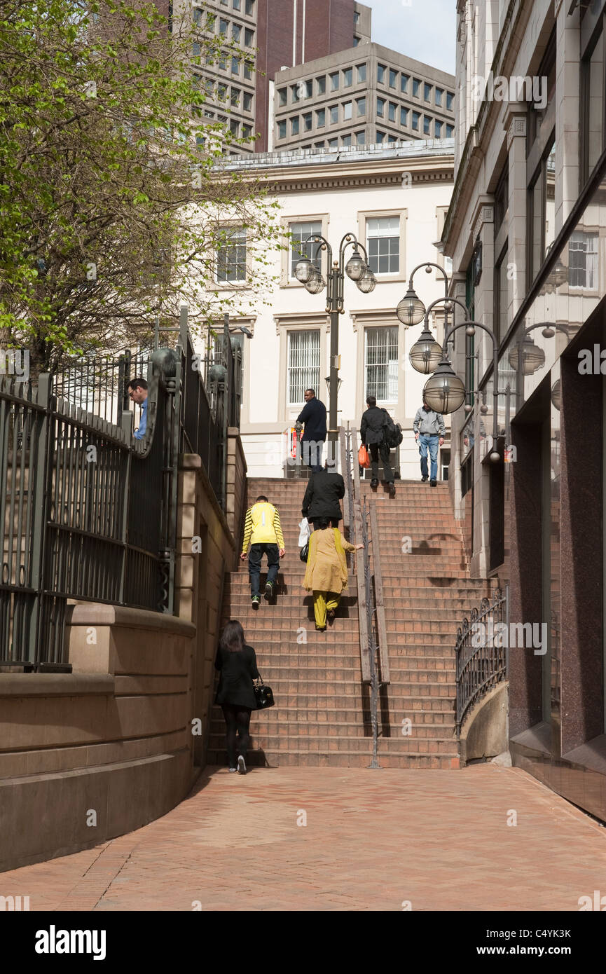 Pedestrians on steps in Birmingham city centre Stock Photo - Alamy