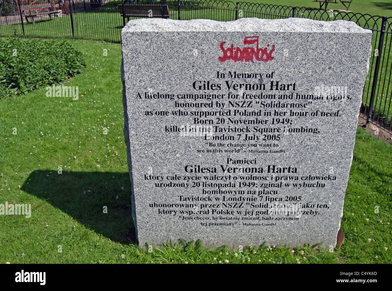 memorial to giles vernon hart, political activist and supporter of ...