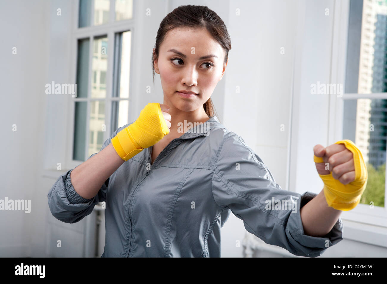 Determined Woman Boxing Stock Photo - Alamy