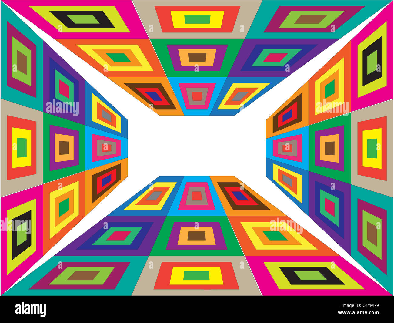 The open colored box from squeres in space Stock Photo - Alamy