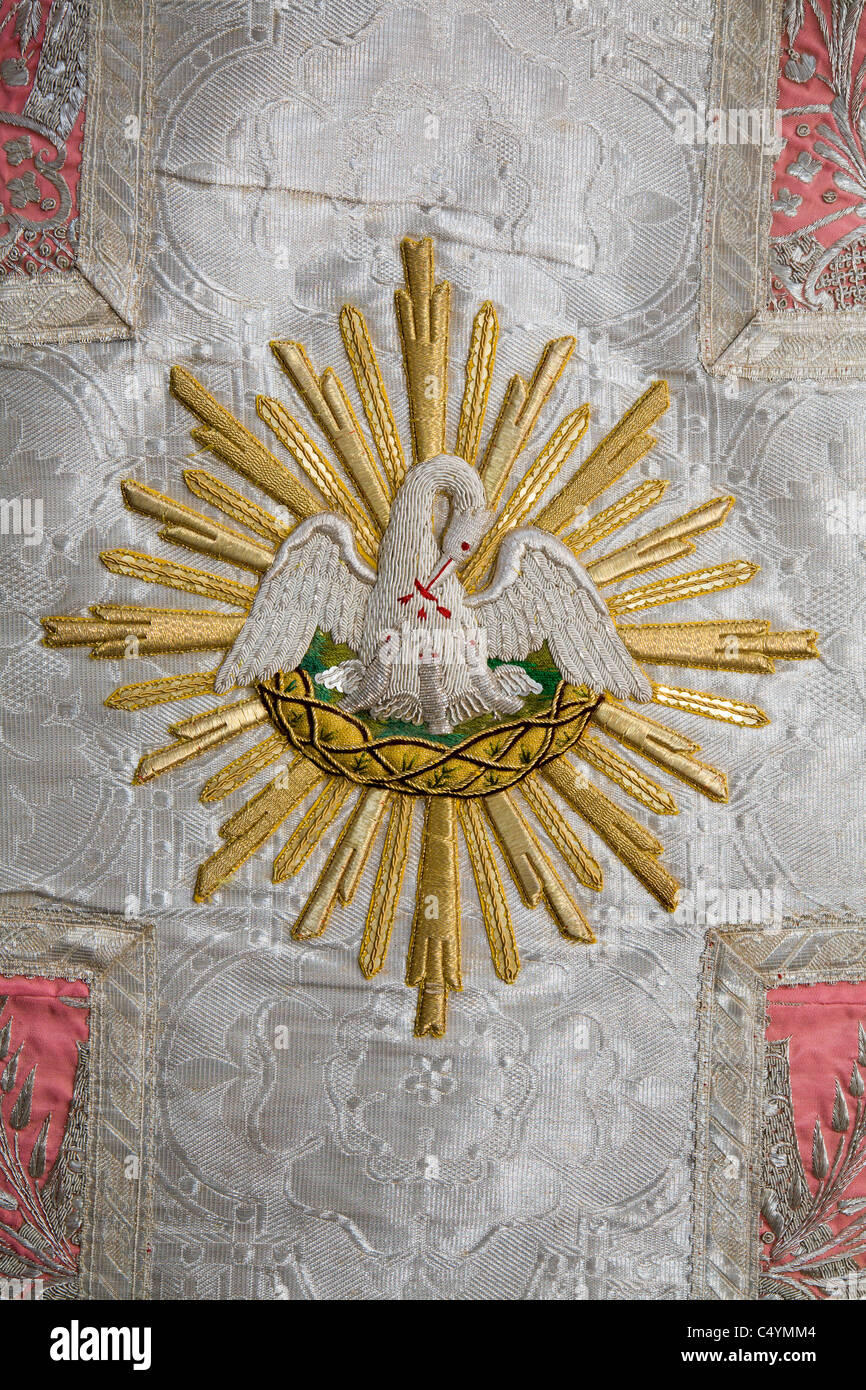The pelican bird from catholic vestment as the symbol of Jeus offer ...