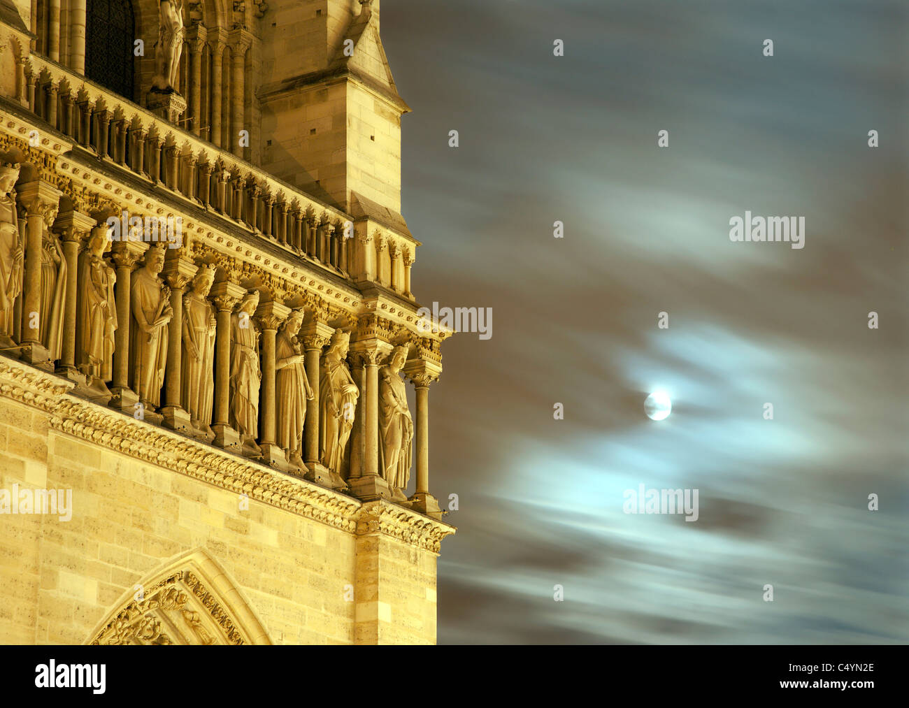 Notre dame cathedral night moon hi-res stock photography and images - Alamy