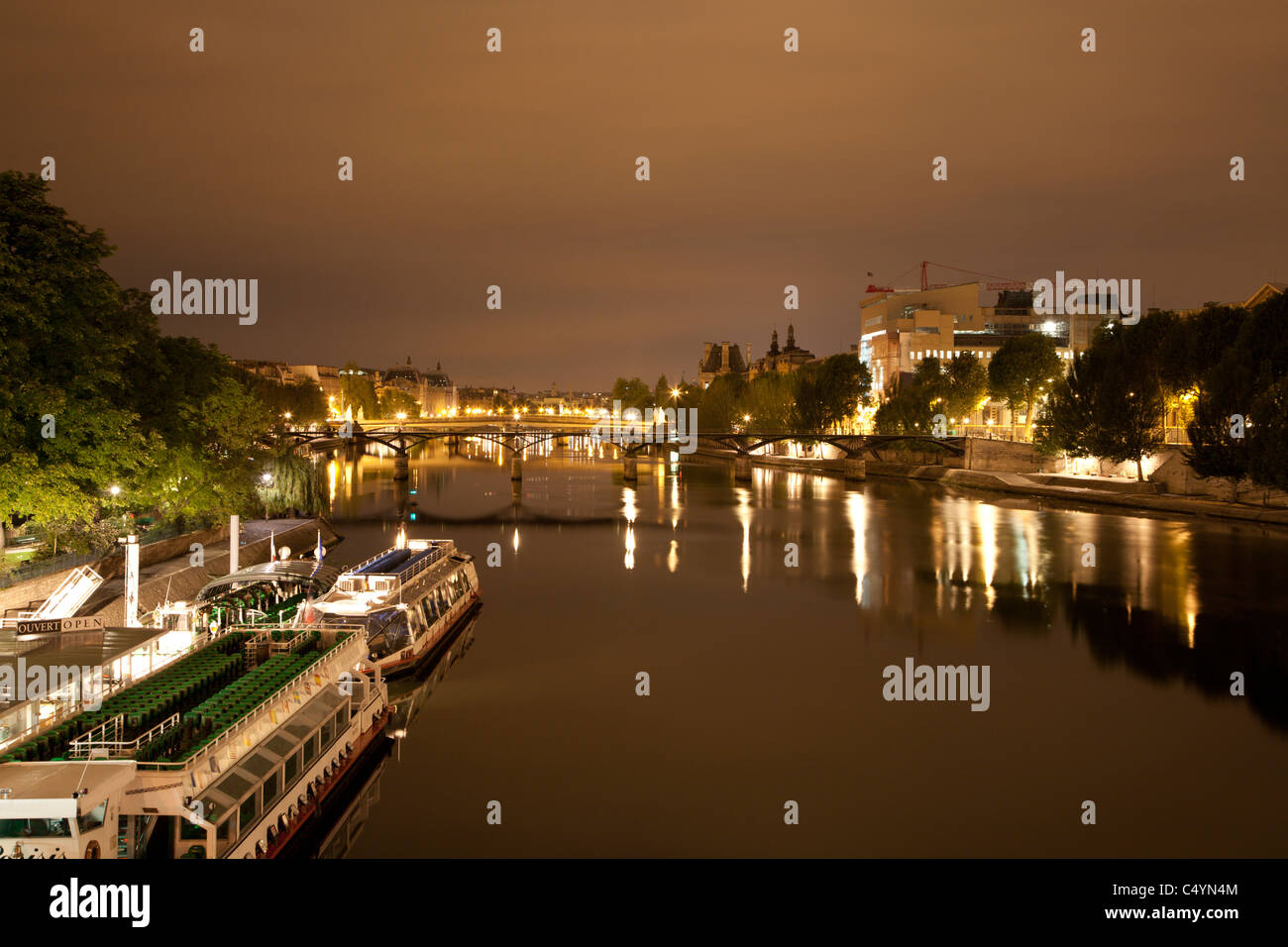 Paris - riverside in night Stock Photo - Alamy