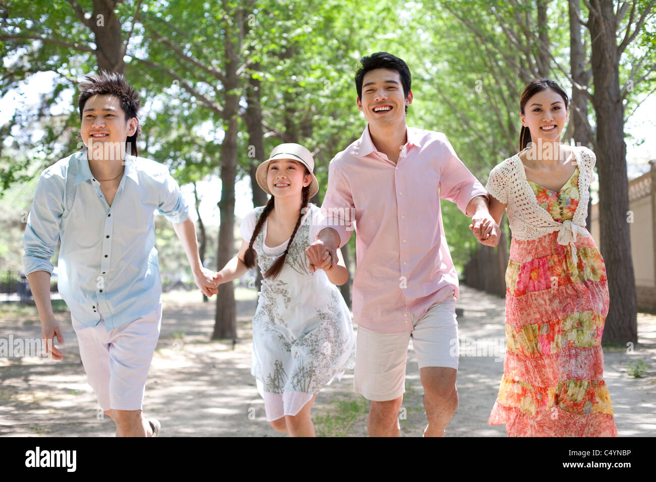 Friends Running at the Park Stock Photo - Alamy