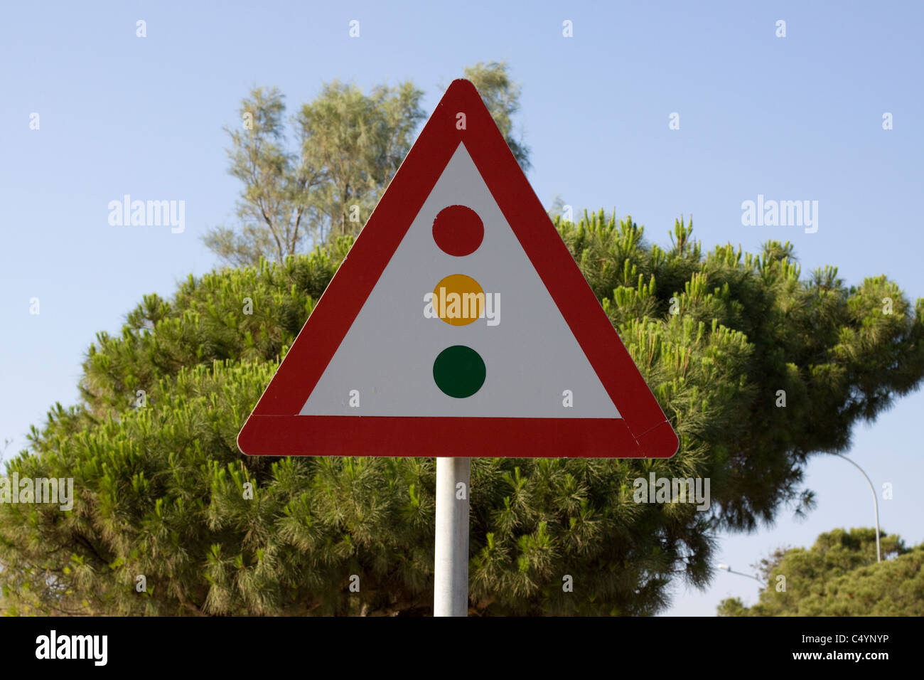 Traffic light warning sign The Town of Paphos Cyprus Stock Photo - Alamy