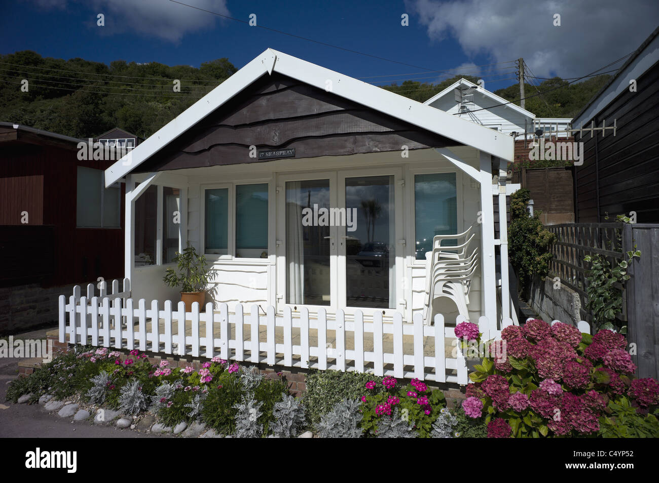 beach huts and chalets Stock Photo - Alamy