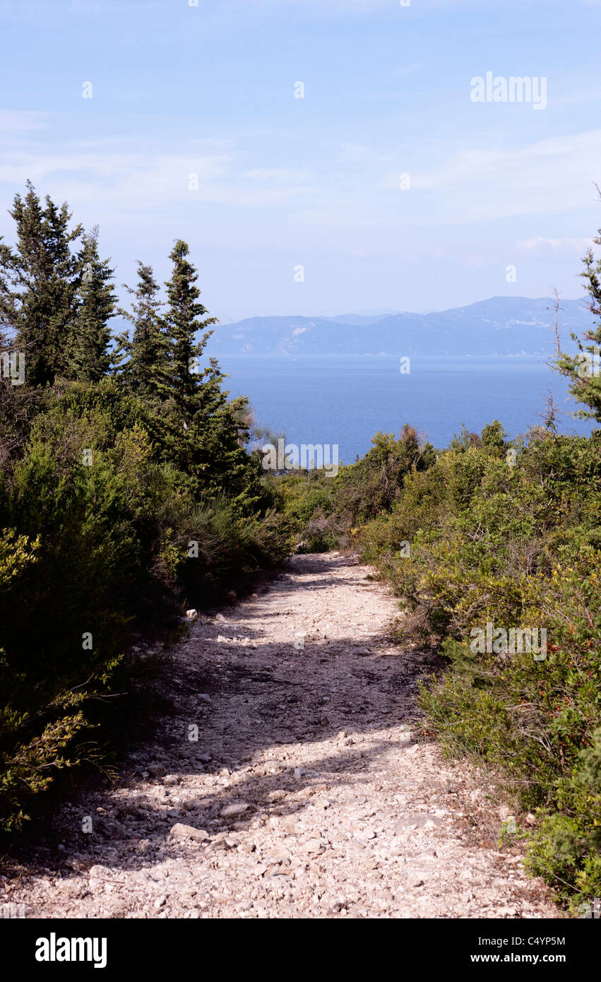 A typical well kept stone path winding its way through the island ...
