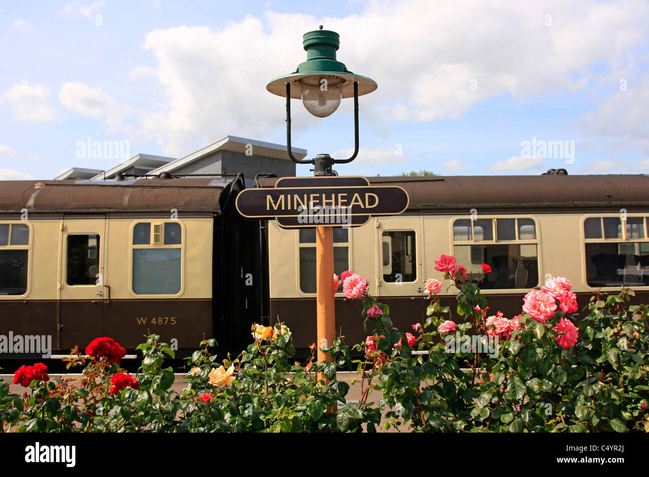Minehead Station in Somerset with coaches painted Brown and Cream Stock ...
