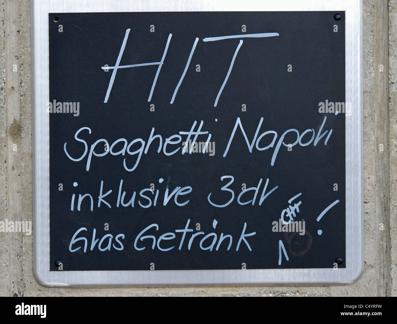 spaghetti on Swiss menu board Stock Photo - Alamy