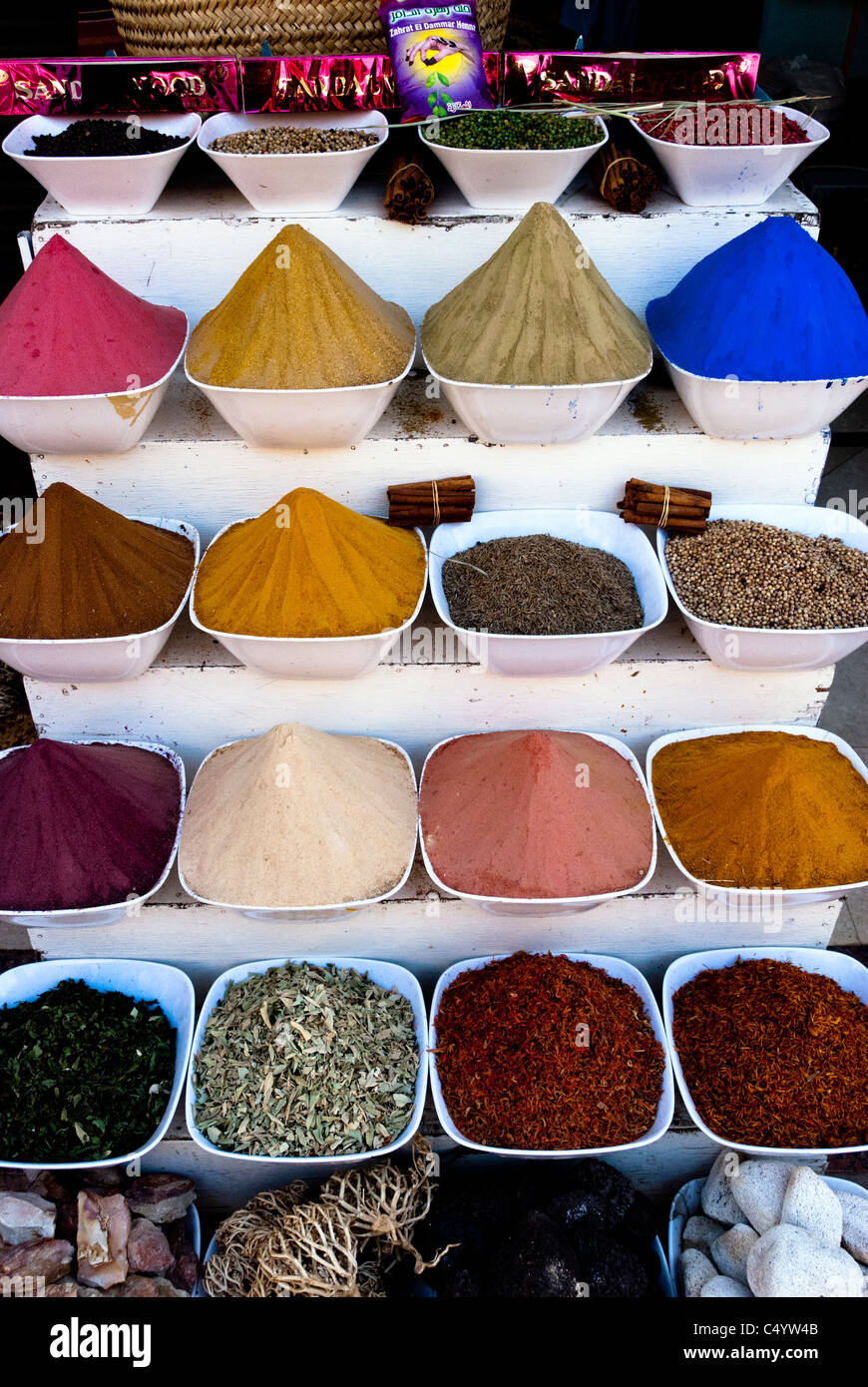 Spices bowls - Aswan, Upper Egypt Stock Photo - Alamy