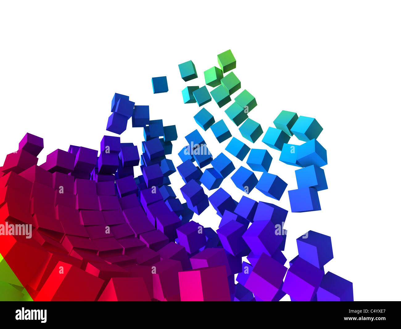 3d illustration green cubes matrix hi-res stock photography and images ...