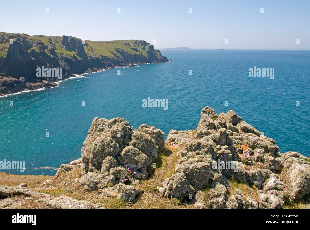 Pentire Point on the north Cornwall coast, viewed from Rumps Point ...
