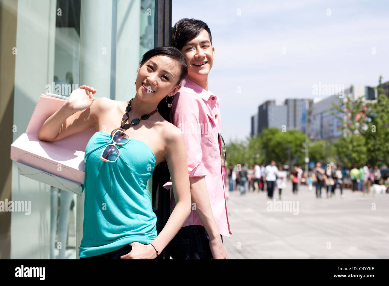 Two Friends Shopping Stock Photo - Alamy