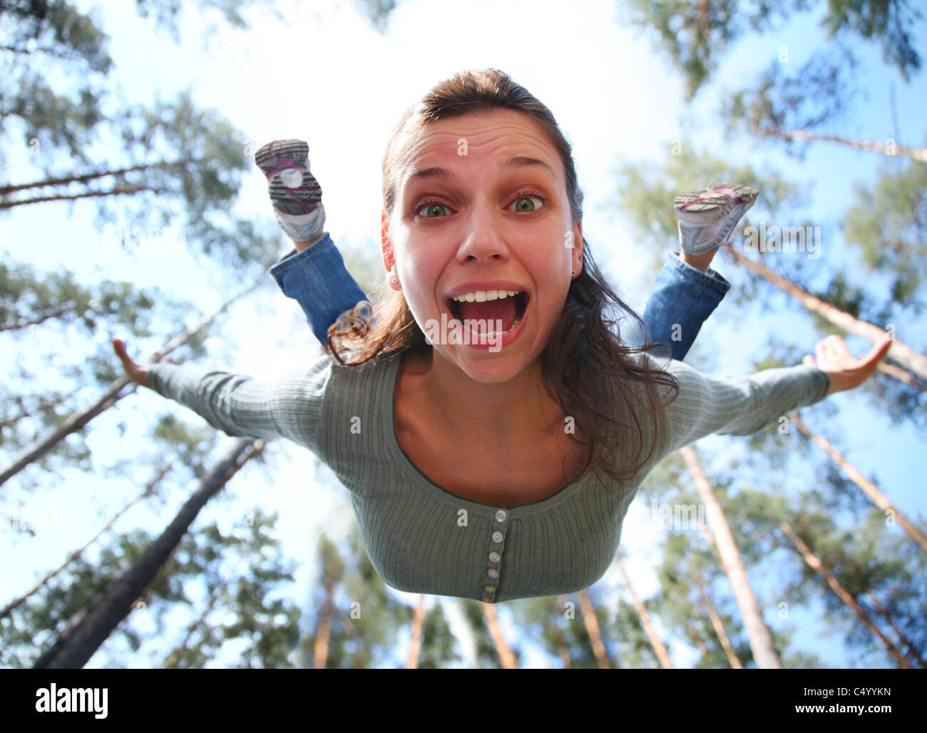 Woman falls from above pine hi-res stock photography and images - Alamy