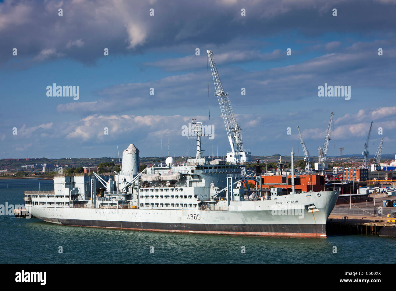 RFA Fort Austin A386 moored in Portsmouth Harbour England UK Stock ...