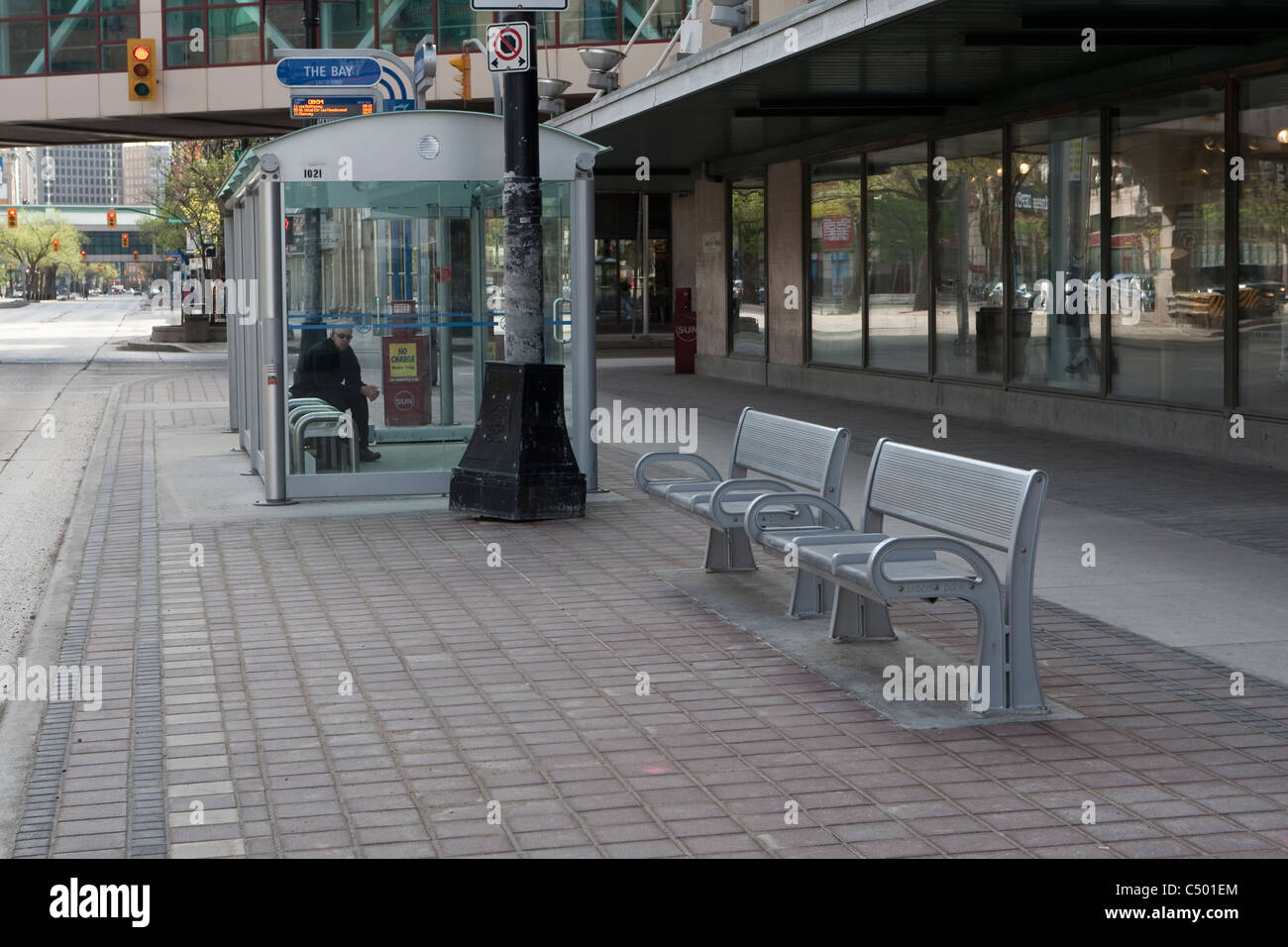A Winnipeg transit bus station is pictured in Winnipeg Stock Photo - Alamy