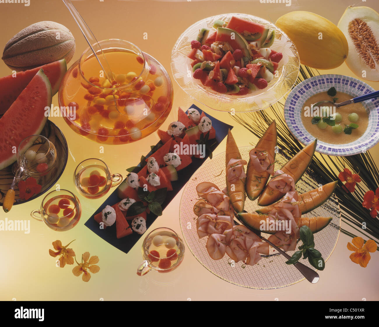 Tableau: Melon - vine cooler / melon - antipasti / cold melon soup ...
