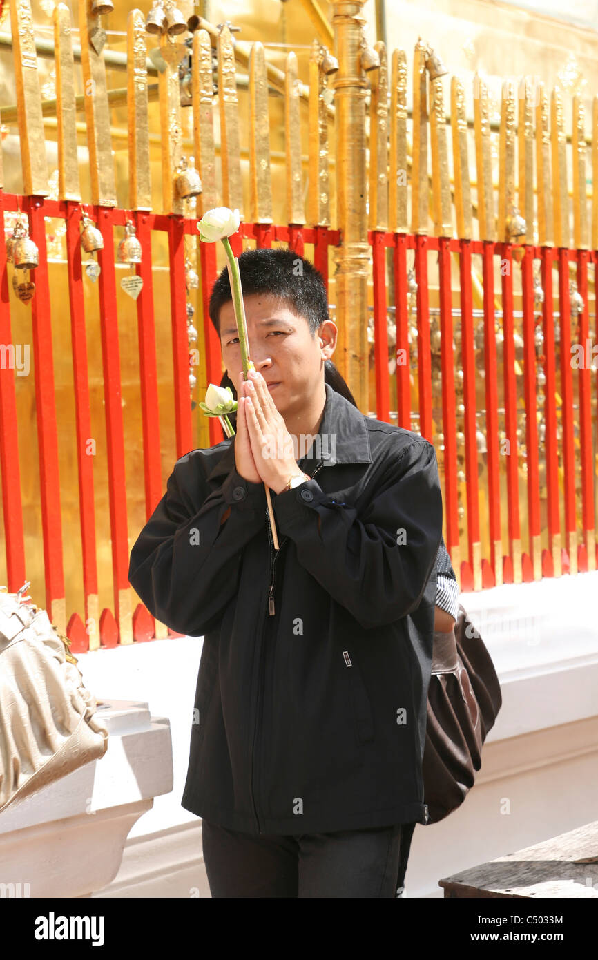 Thailand, Burning essence in a Temple Stock Photo - Alamy