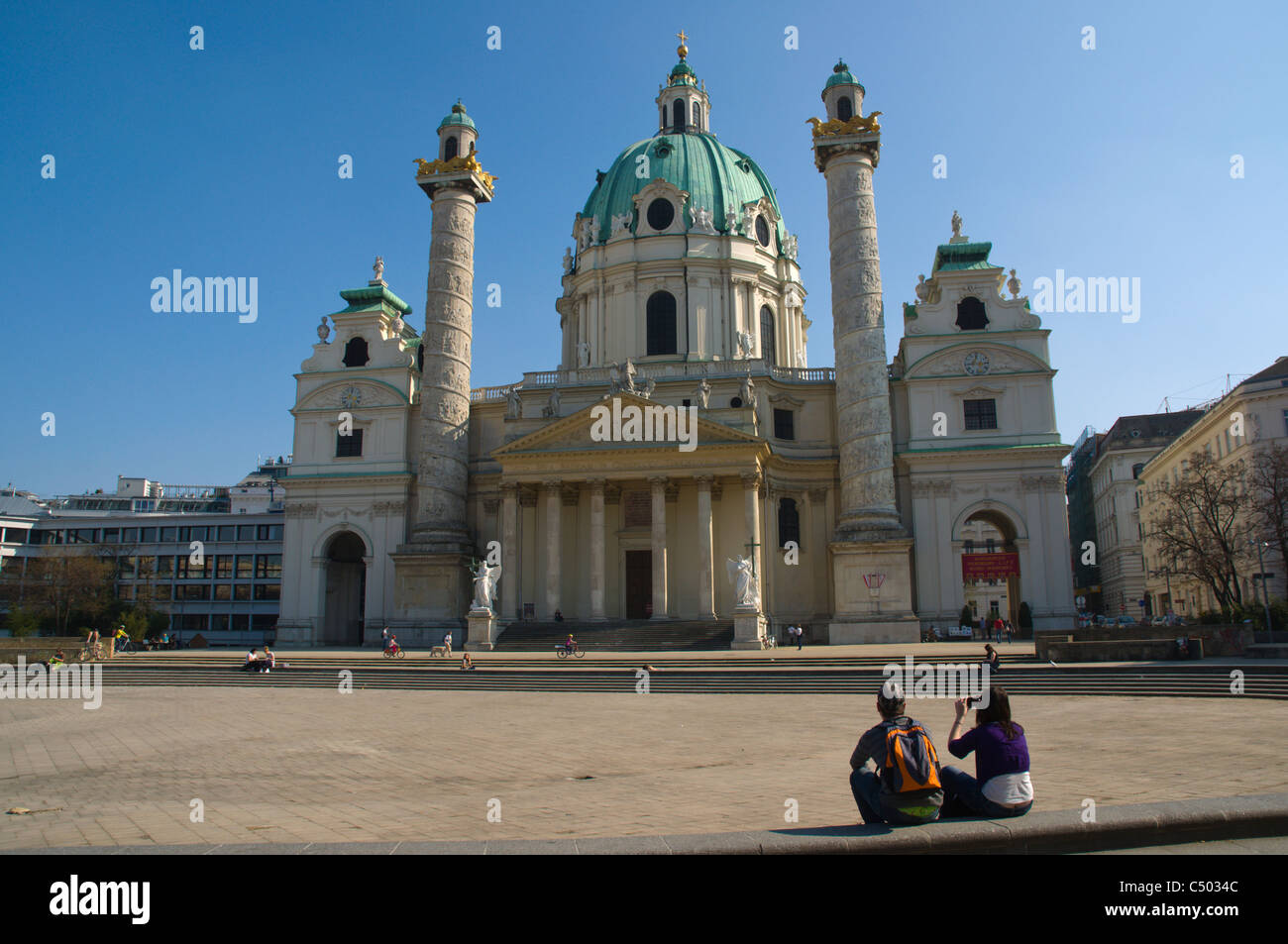 Church of St Charles Borromeo aka Karlskirche church Karlsplatz square ...