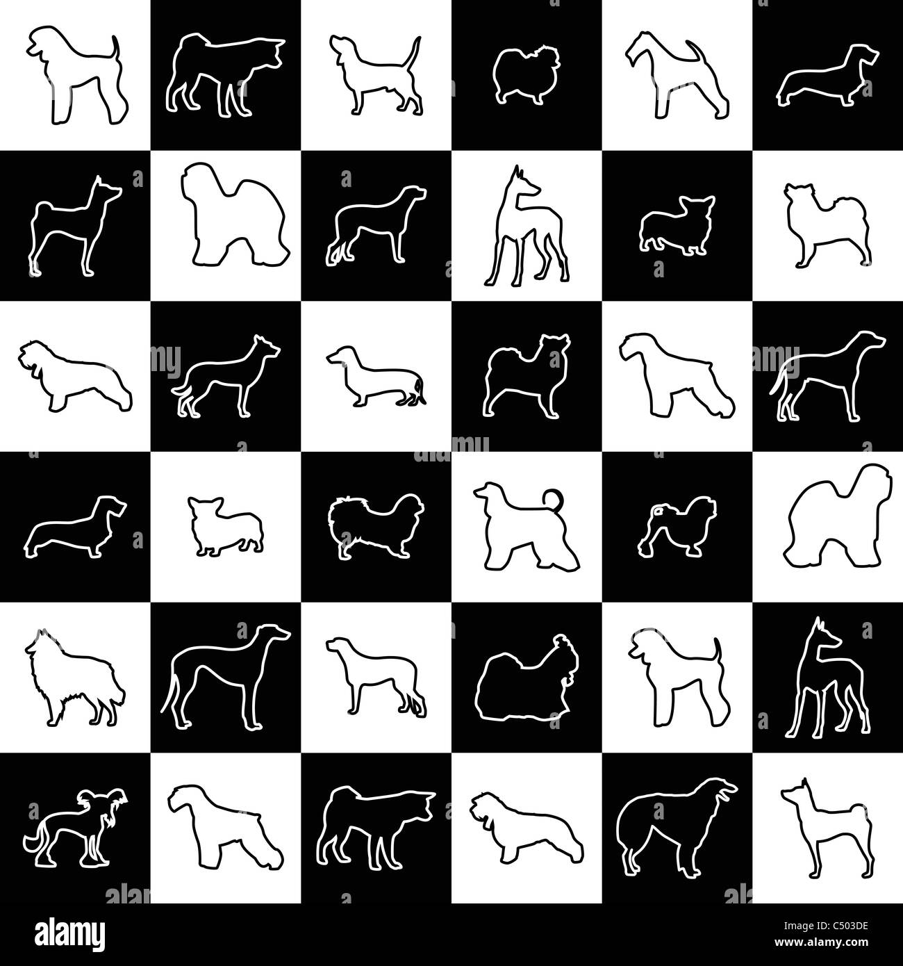 dog breeds pattern Stock Photo - Alamy