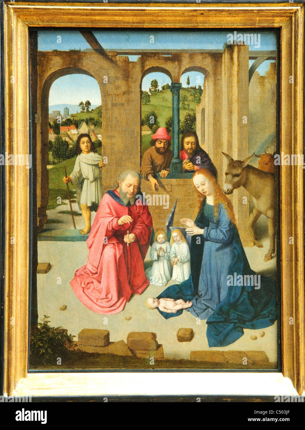 The Nativity, early 1480s, by Gerard David, Netherlandish Stock Photo ...