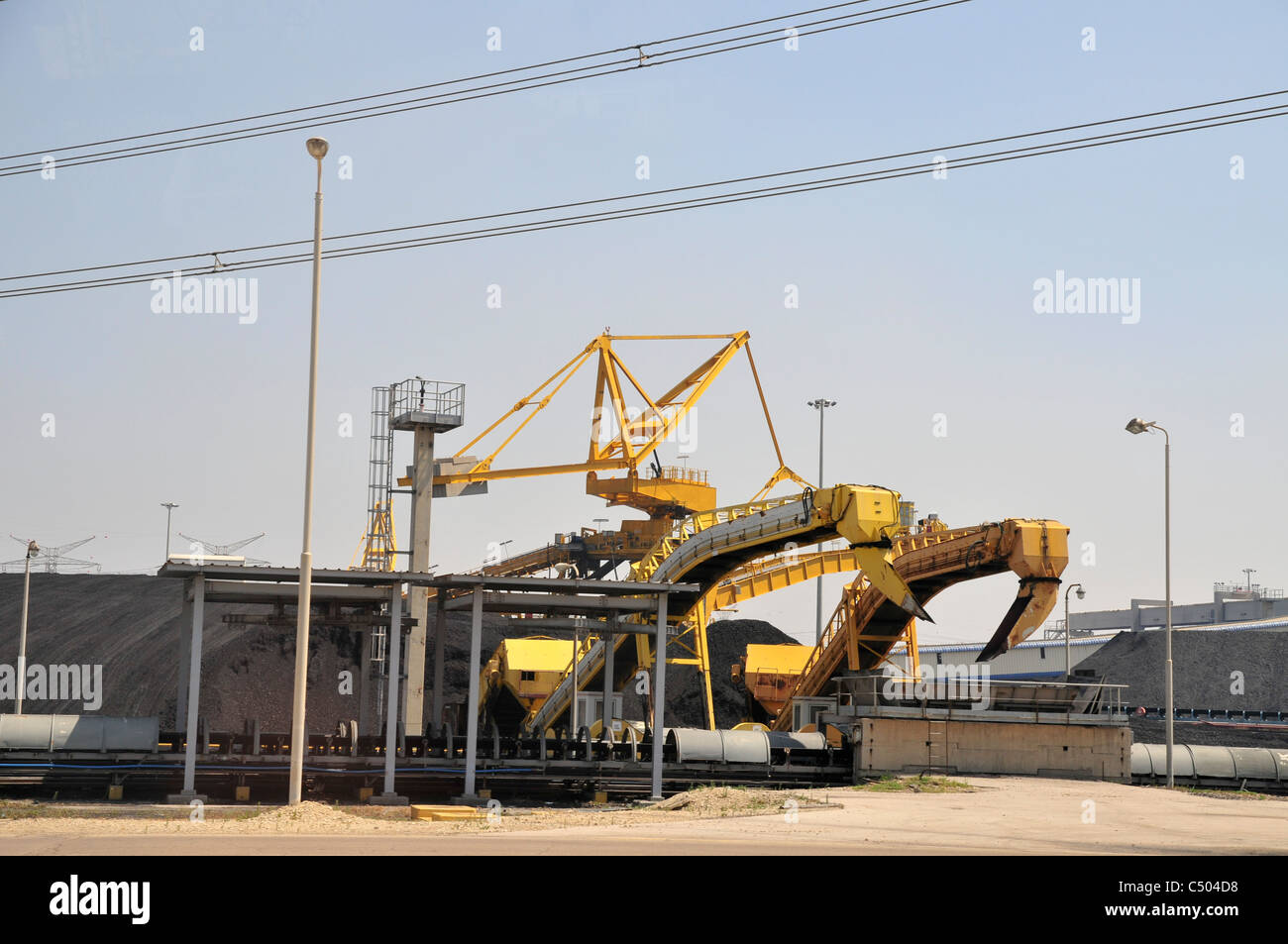 Israel, Hadera, The Orot Rabin coal operated power plant. Coal storage ...