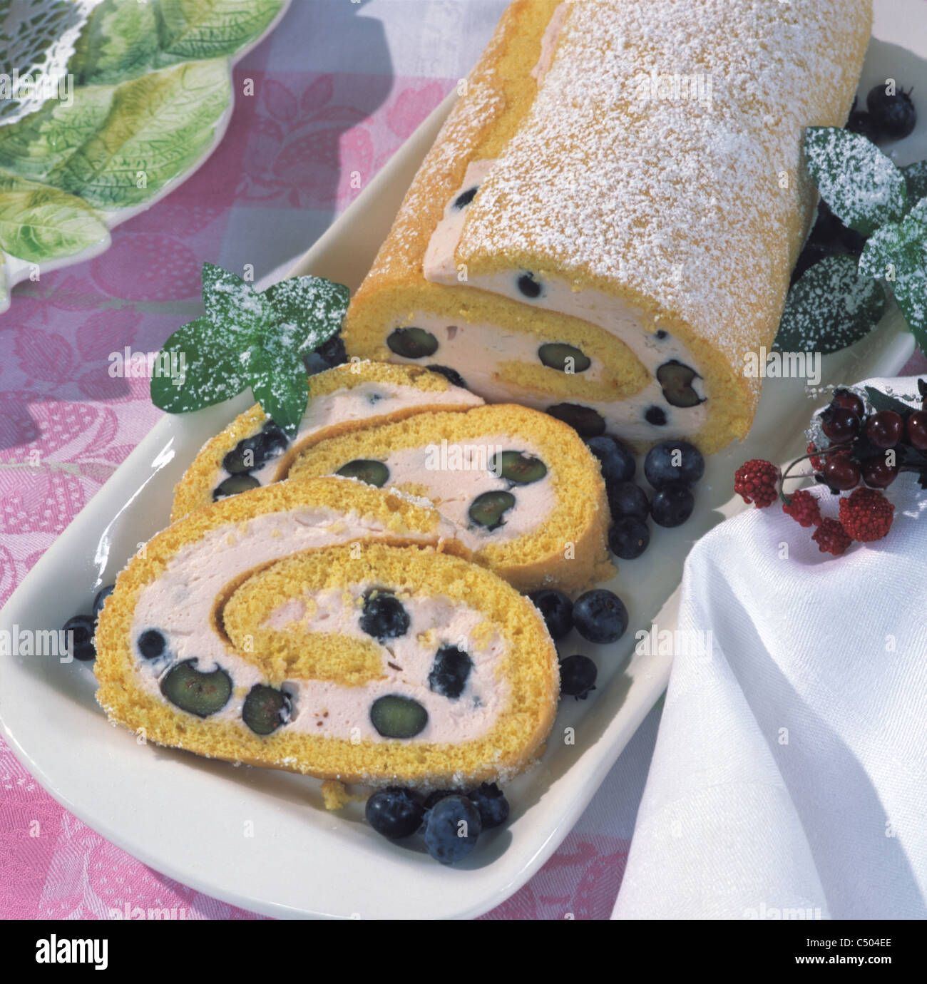 Blueberry - cream roll Stock Photo - Alamy