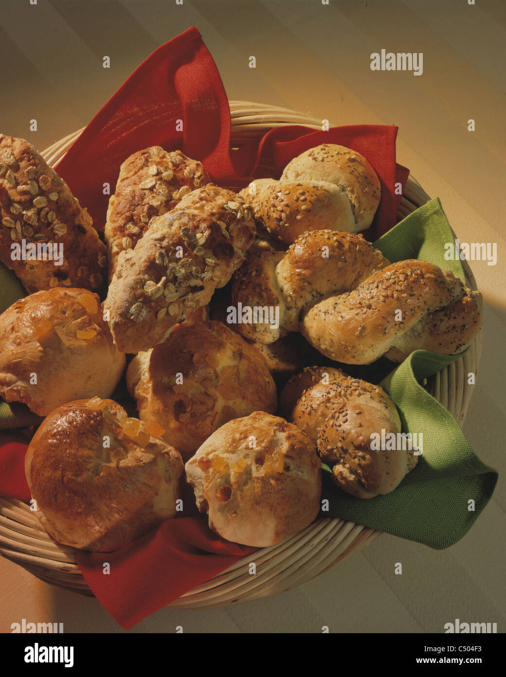 Tableau Bun basket: Different kinds of buns ( self - baked Stock Photo ...
